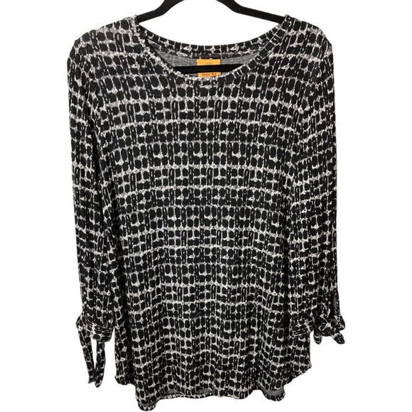 Ruby Rd. | Tops | Ruby Rd Womens Medium Blackwhite Check Stretch 34sleeve Tunic Top Euc | Poshmark